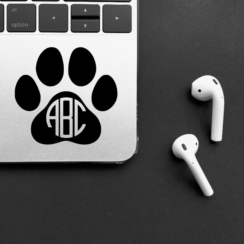 Monogram Cut Out Dog Paw Print Custom Vinyl Decal - Etsy