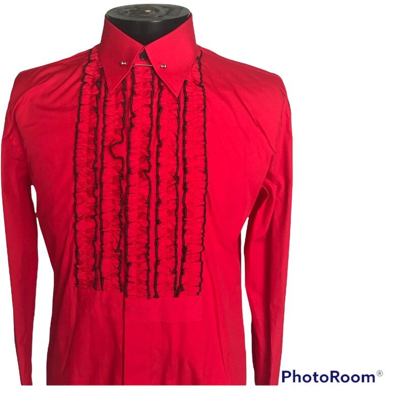 Men Wedding Tuxedo Ruffle // Red Dress Shirt With Cufflink // Tuxedo ...
