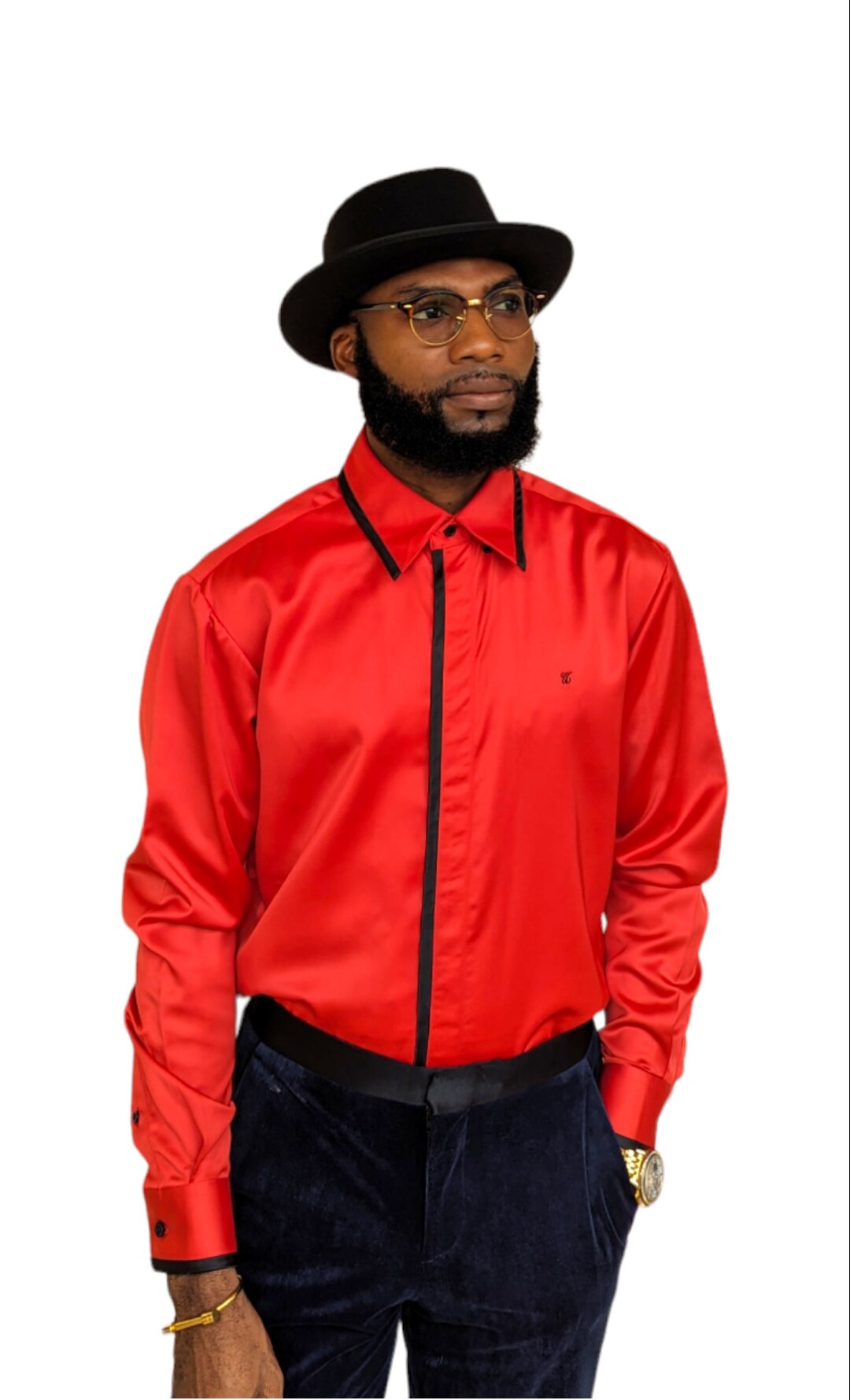 Red Silk Dress Shirt for Men - Elegant Long Sleeve Button Up - Etsy