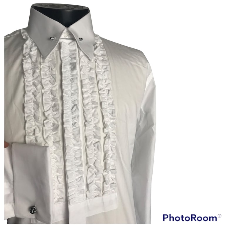 White Dress Slim Fit Shirt // Men Wedding Ruffle // Tuxedo Shirt ...