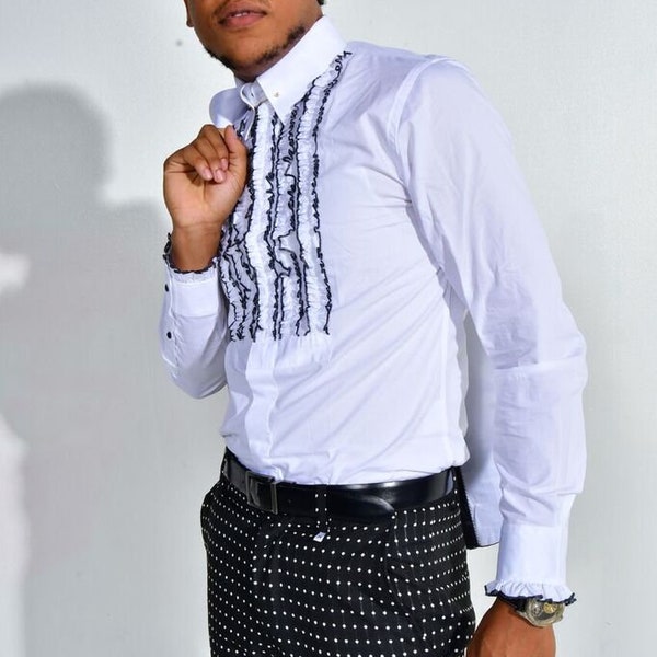 Ruffle Collar Shirt - Etsy