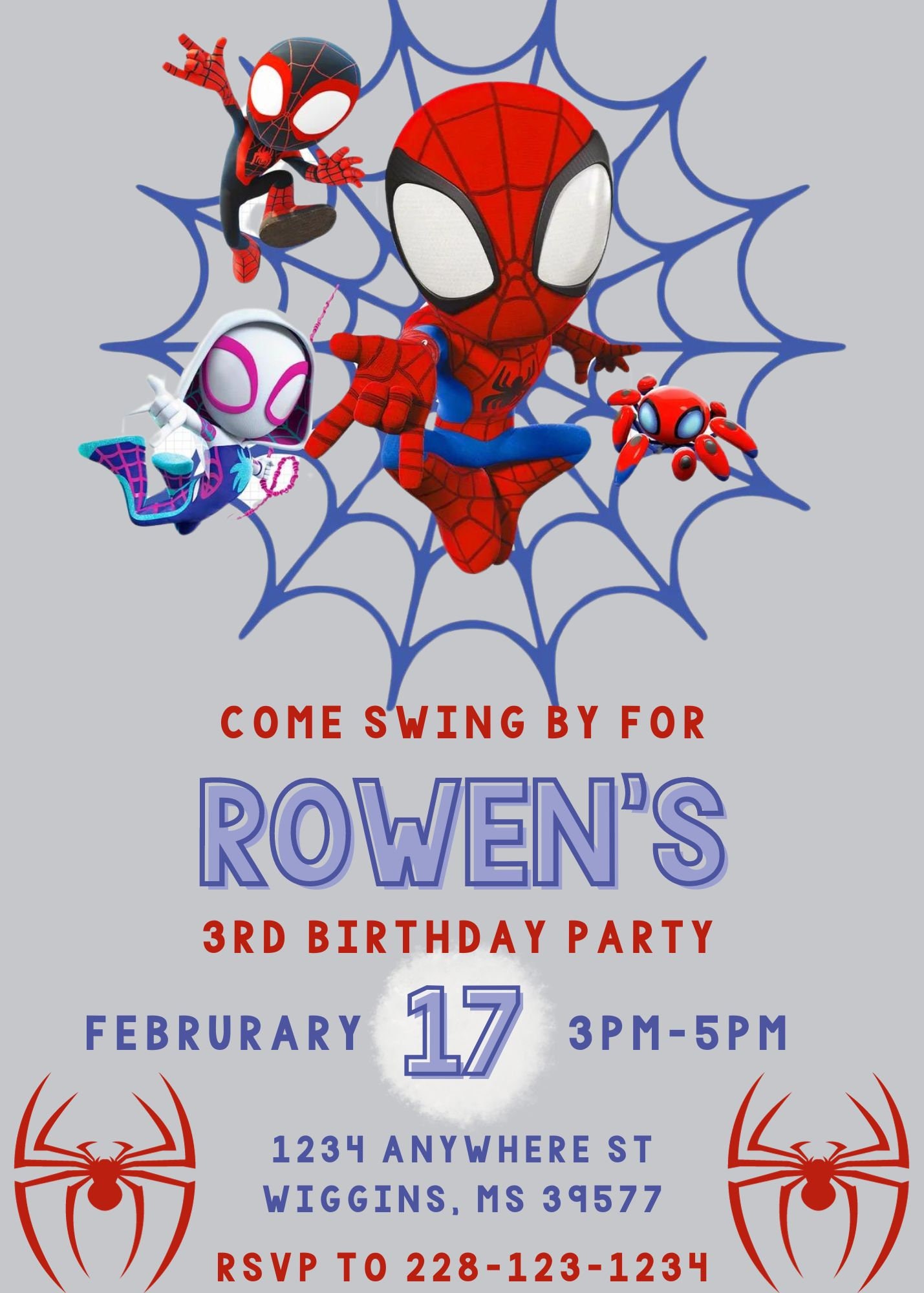 Spidey and His Amazing Friends Birthday Party Invitation template ...