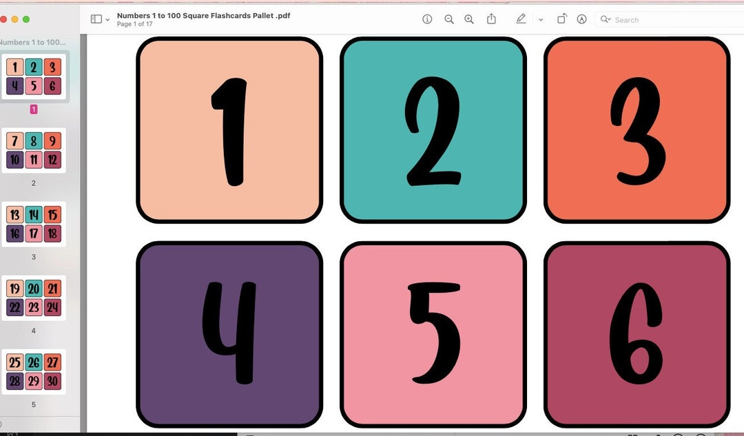 Numbers 1-100 Sunset Color Pallet Printable Number Flashcards - Etsy