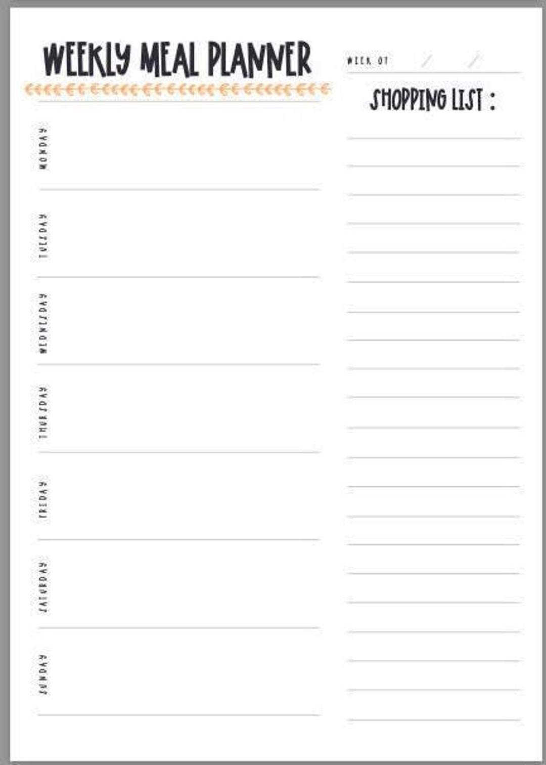 Weekly Meal Planner PDF Printable - Etsy
