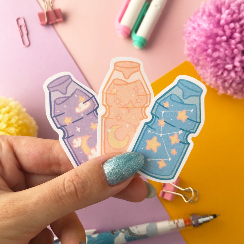 Celestial Yakult Drink Matte Sticker Set of 3 - Etsy