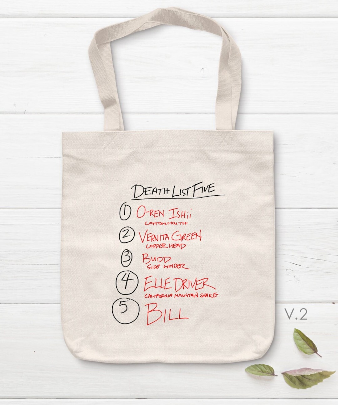 Kill Bill Tote Bag / Death List Five Replica Beatrix Kiddo O-ren Ishii ...
