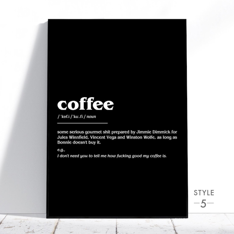 Pulp Fiction Printable - Coffee Definition, Inspired Movie Digital ...