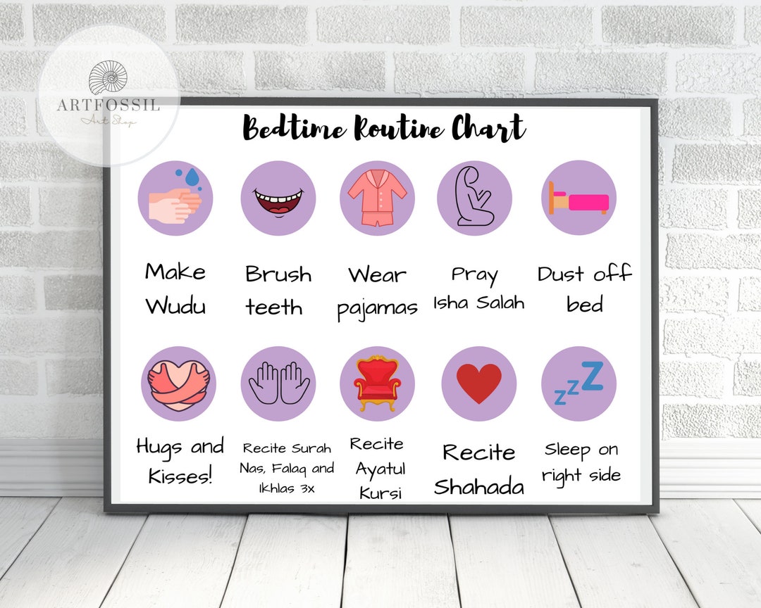 Muslim Kids Bedtime Routine Chart | Printable Checklist | Instant ...