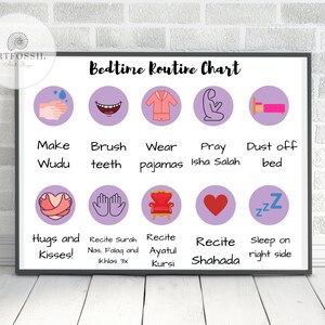 Muslim Kids Bedtime Routine Chart | Printable Checklist | Instant ...