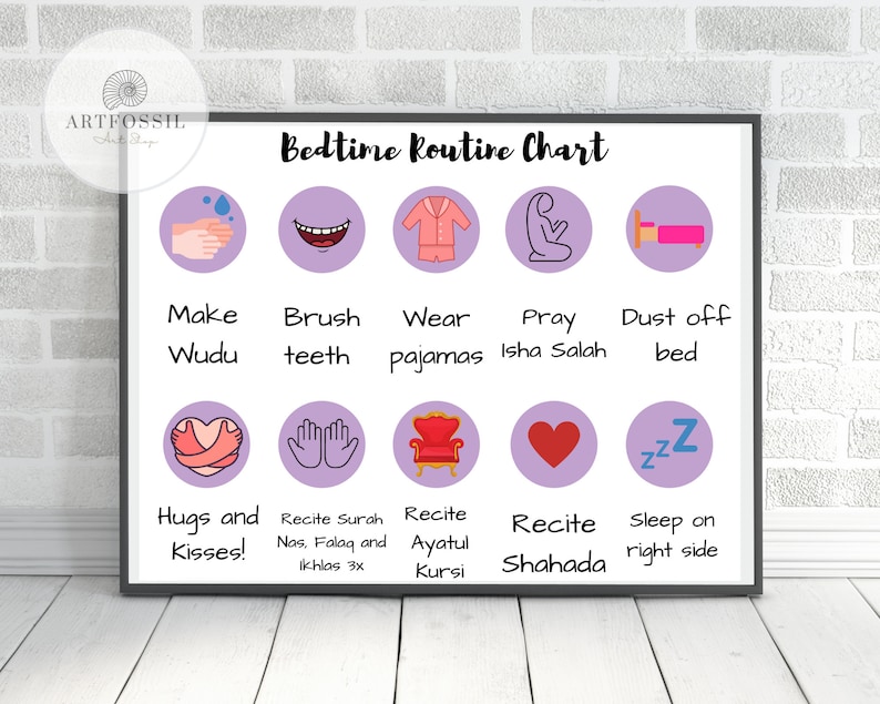Muslim Kids Bedtime Routine Chart | Printable Checklist | Instant ...