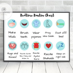 Muslim Kids Bedtime Routine Chart | Printable Checklist | Instant ...