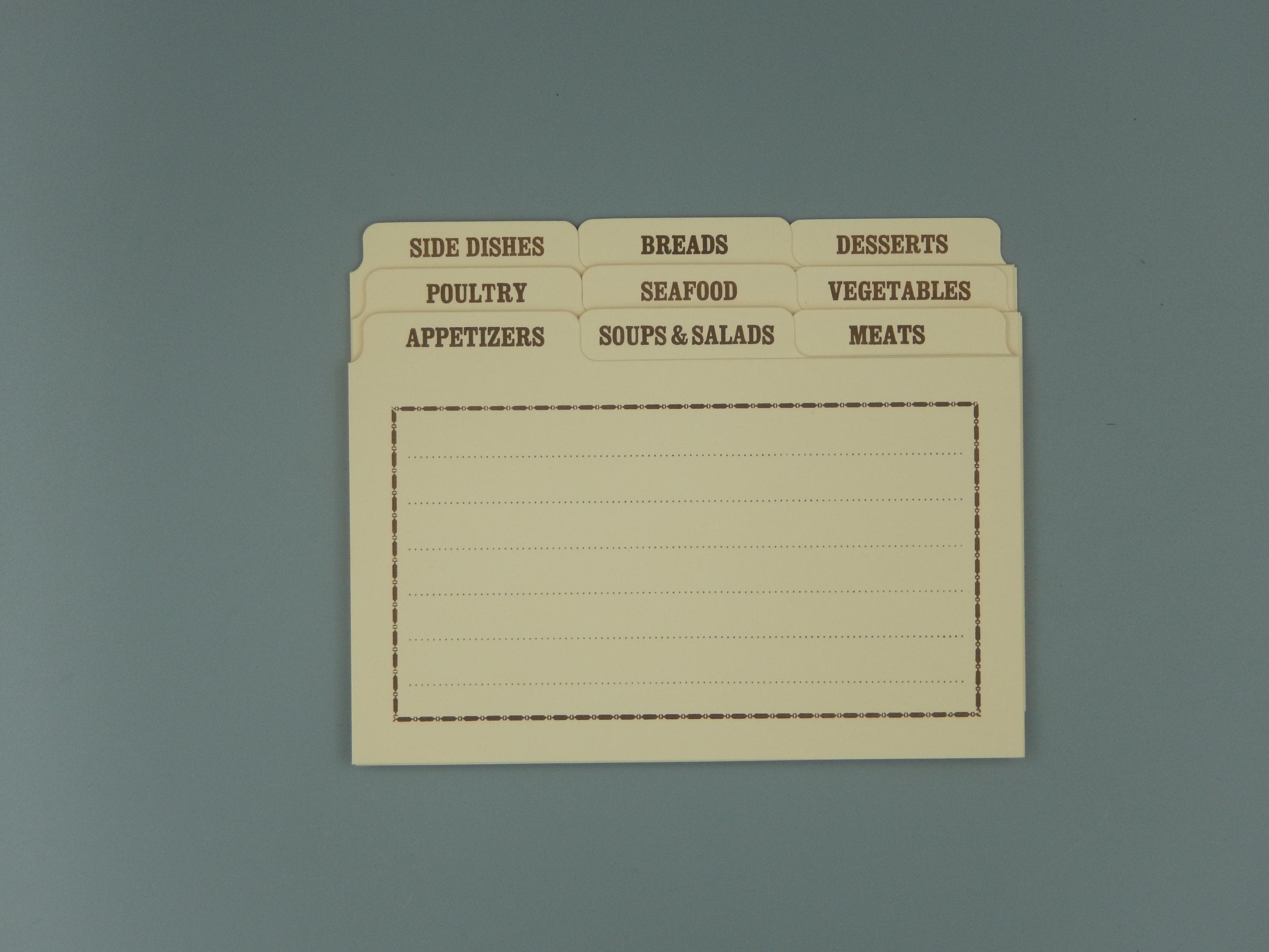 3"x5" Recipe Box Divider Set / Letterpress Made - Etsy