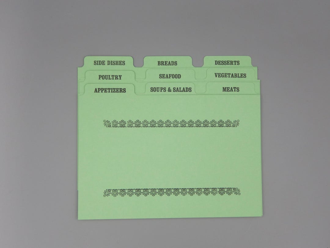 Green 4"x6" Recipe Card Dividers / Letterpress Made - Etsy