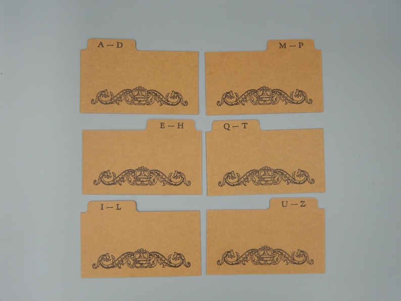 Business Card File Dividers / Alphabet / Letterpress Die-cut and ...