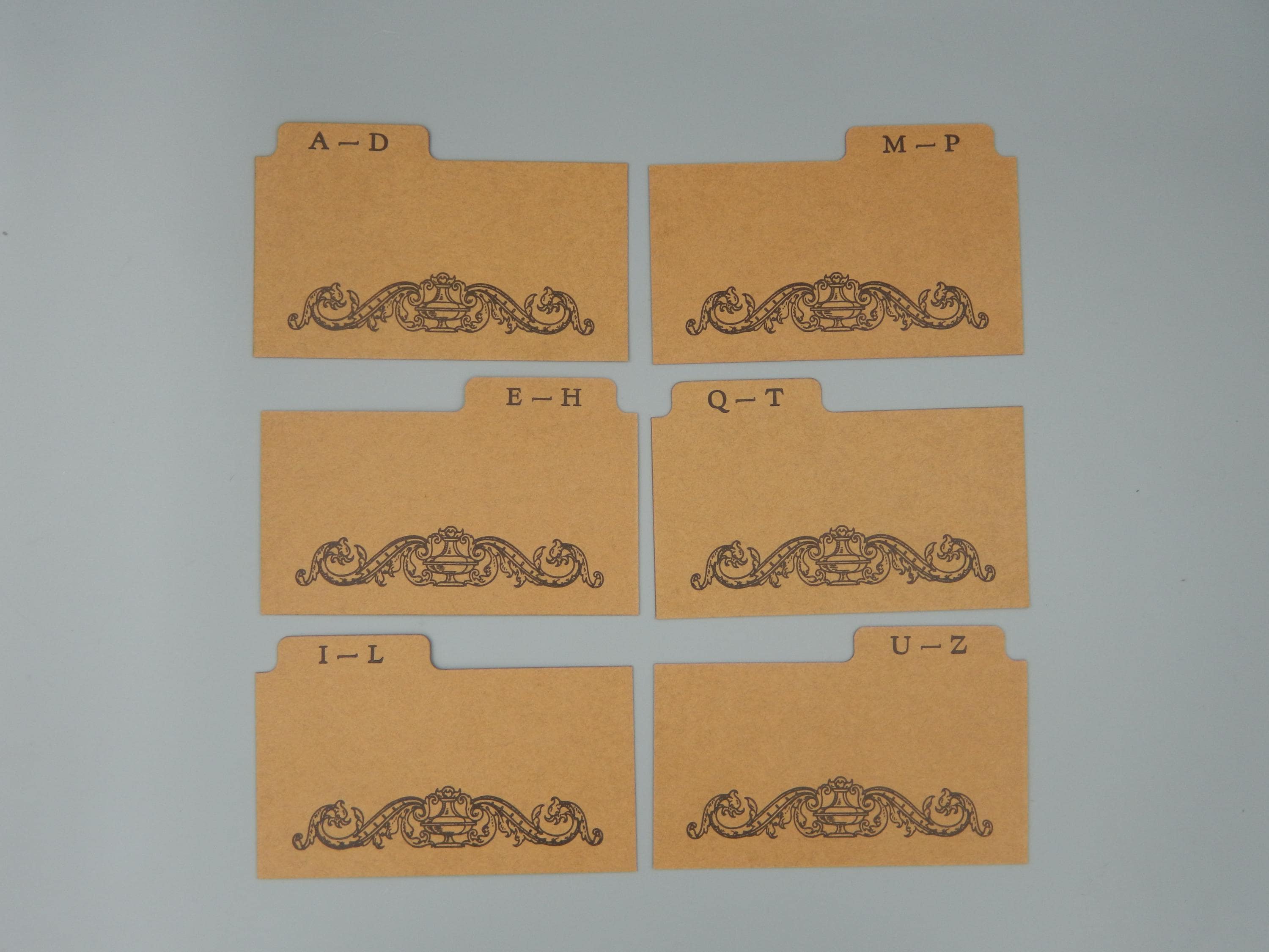 Business Card File Dividers / Alphabet / Letterpress Die-cut and ...