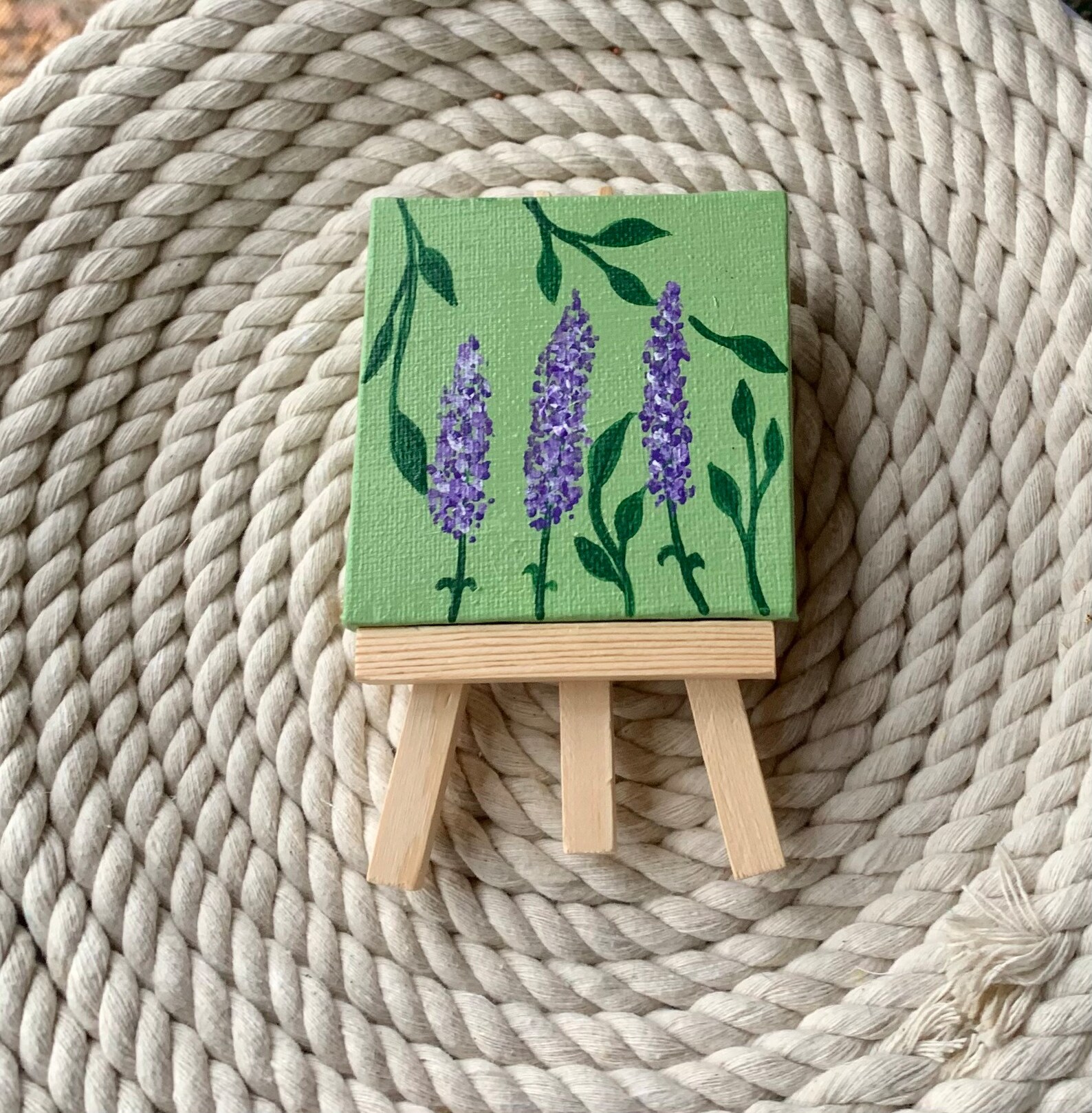 Lavender Mini Canvas Painting Mini Canvas With Easel - Etsy