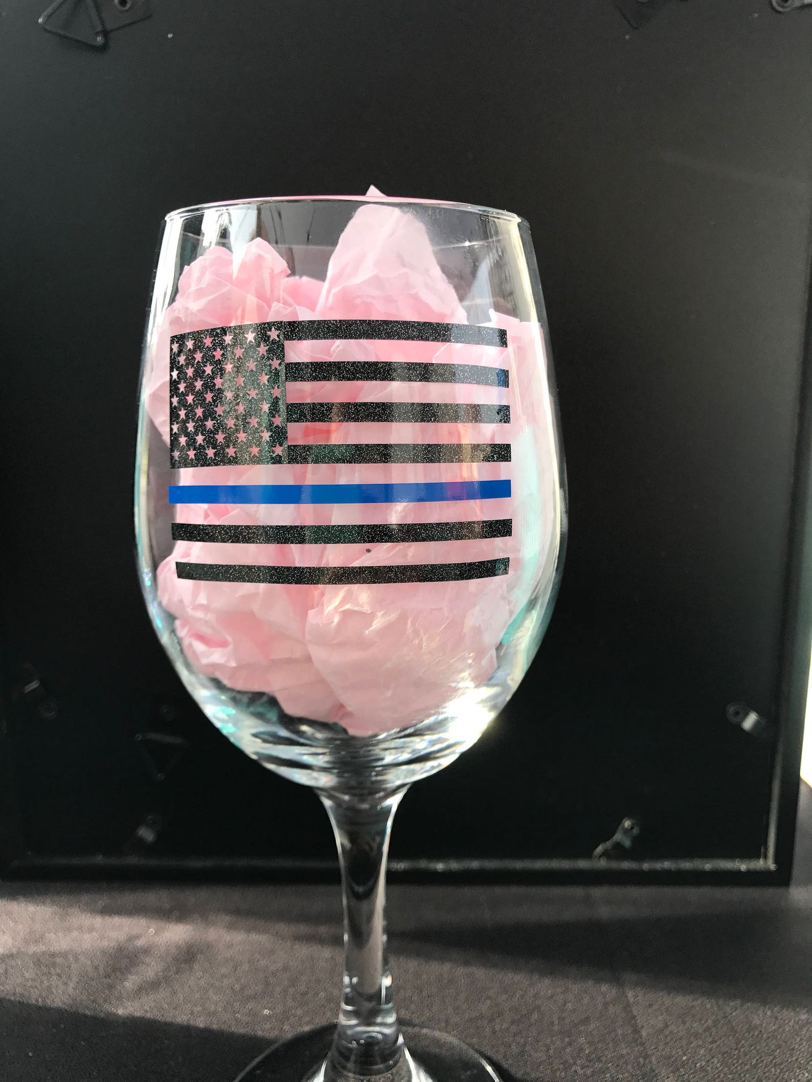 Thin Blue Line Wine Glass - Etsy Thin Blue Line Wine Glass - Etsy