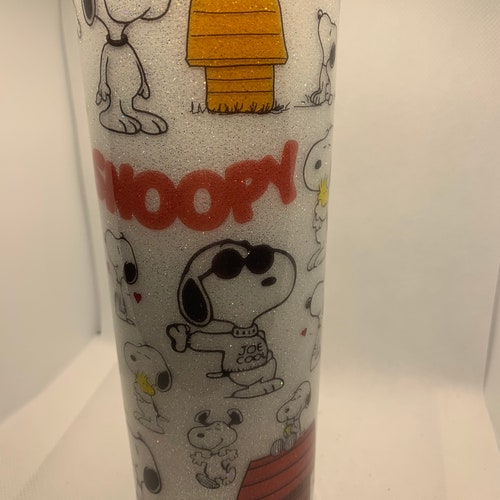Snoopy and Woodstock Inspired Glass | Etsy