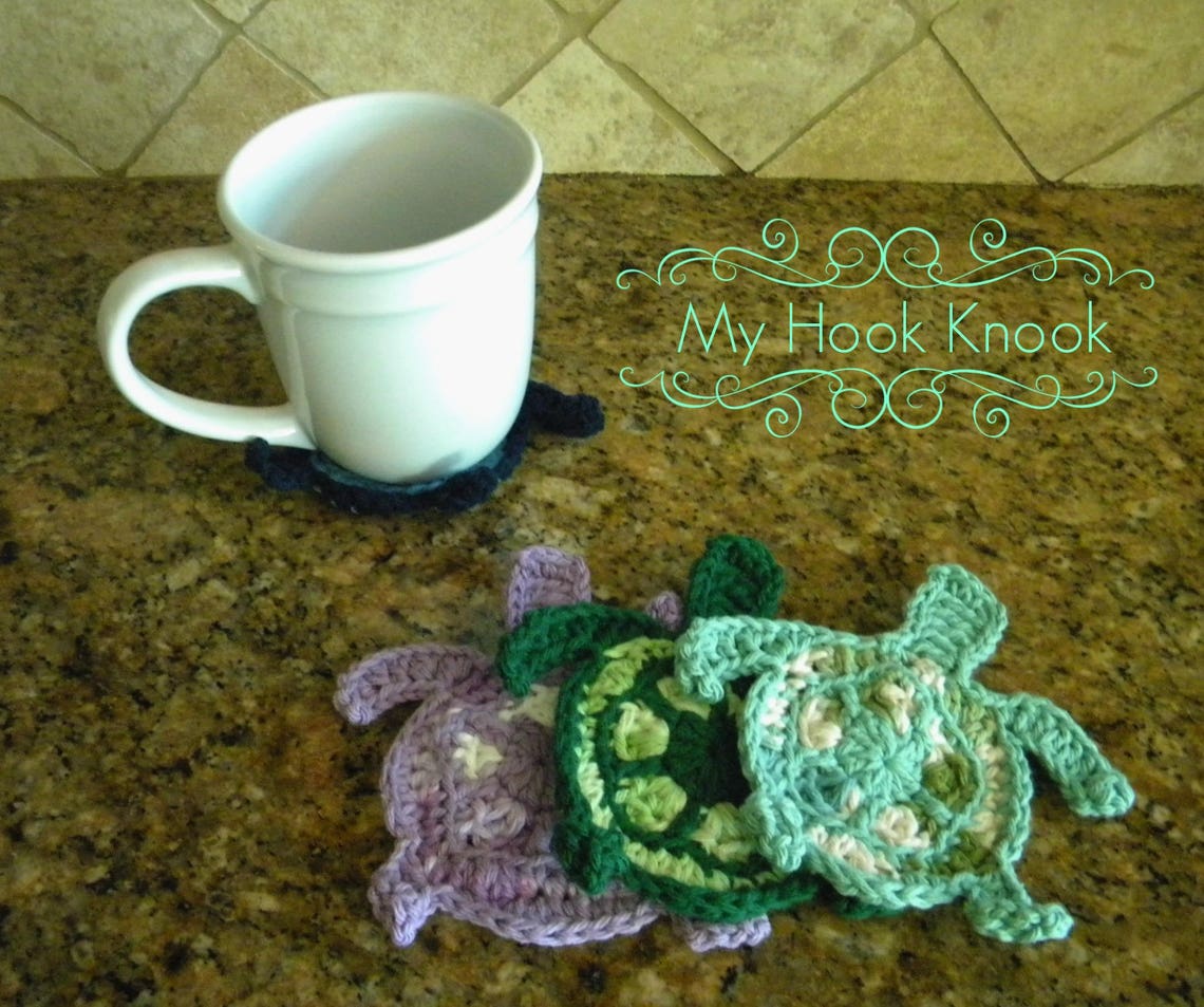 Handmade Crochet Turtle Coasters set of 4 - Etsy