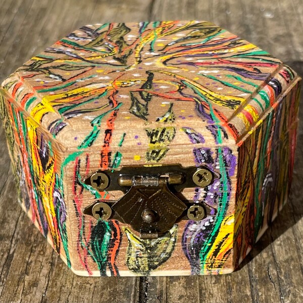 Painted Wooden Box - Etsy