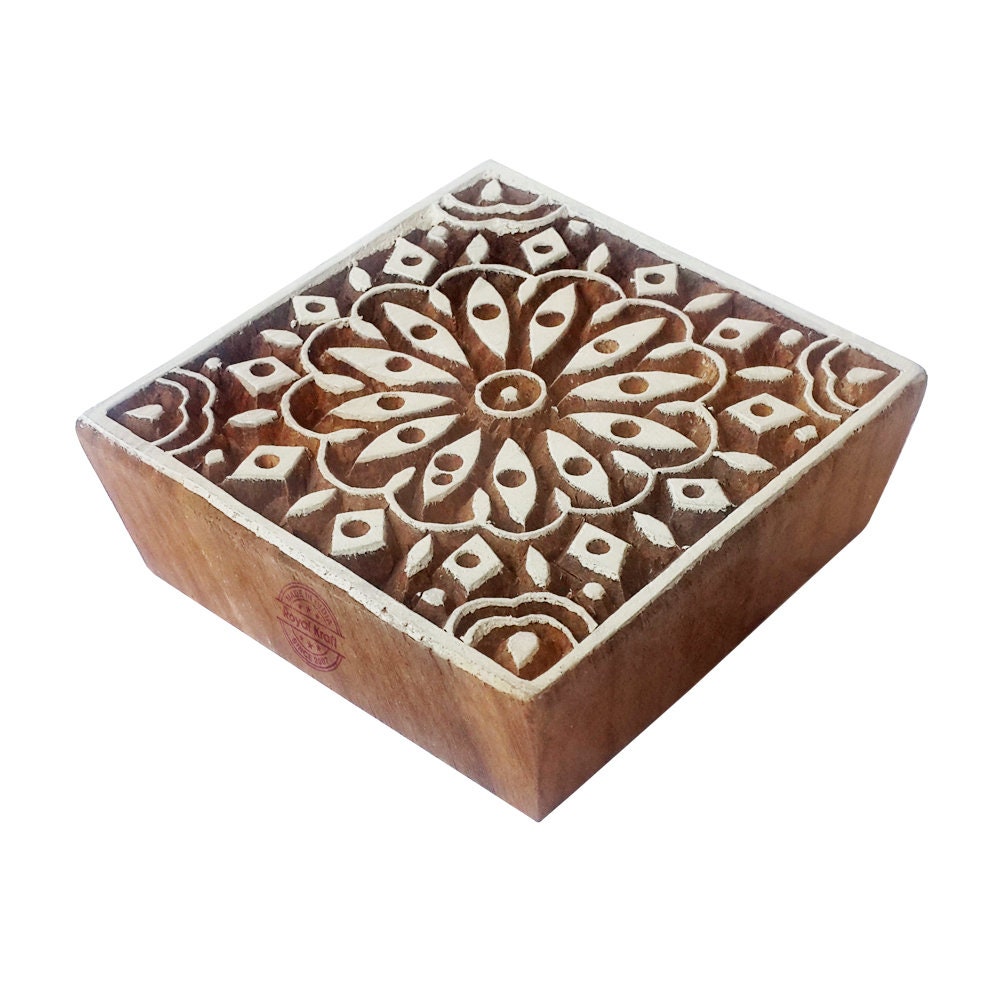 Indian Wood Print Stamp Blocks for Block Printing Square | Etsy