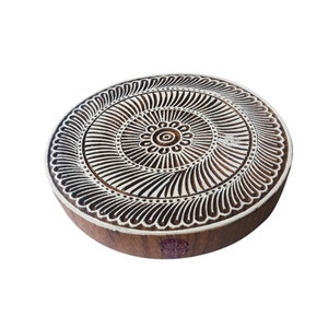 8 Inches Big Round Wooden Floral Print Stamp Blocks for - Etsy
