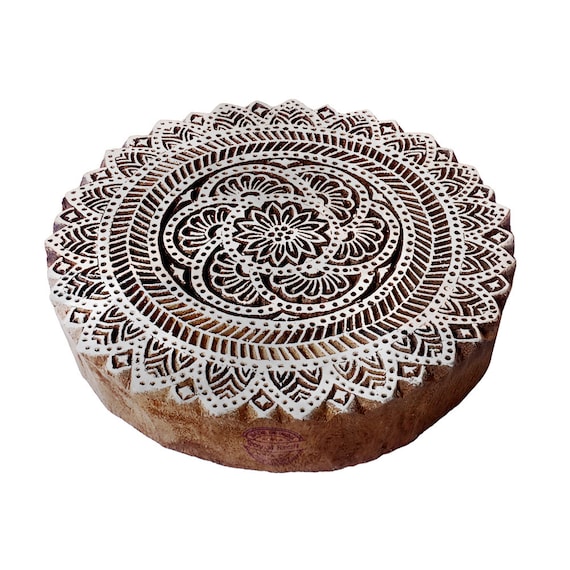 8 Inches Big Round Wooden Floral Print Stamp Blocks for - Etsy