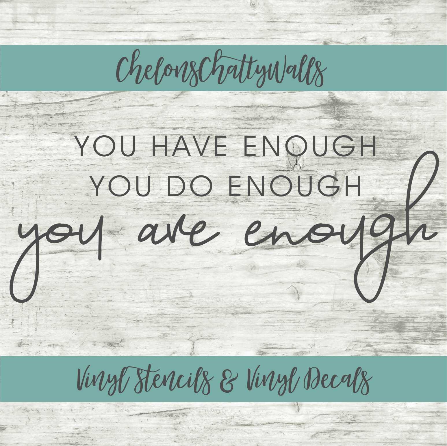 Wall Décor Cursive You Are Enough Vinyl Decal You Are Enough Bathroom ...