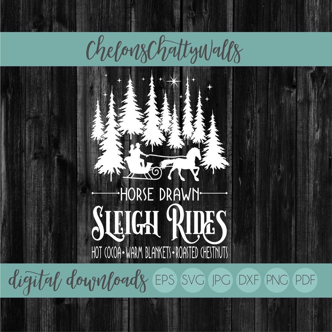 Horse Drawn Sleigh Rides SVG, Christmas Design, Farmhouse Christmas ...