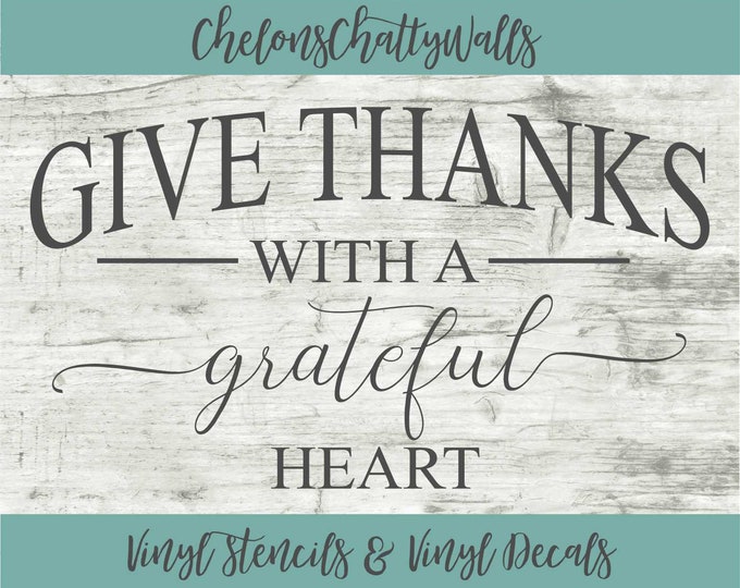 Give Thanks Vinyl Stencil Vinyl Decal Thankful Stencil Wood - Etsy