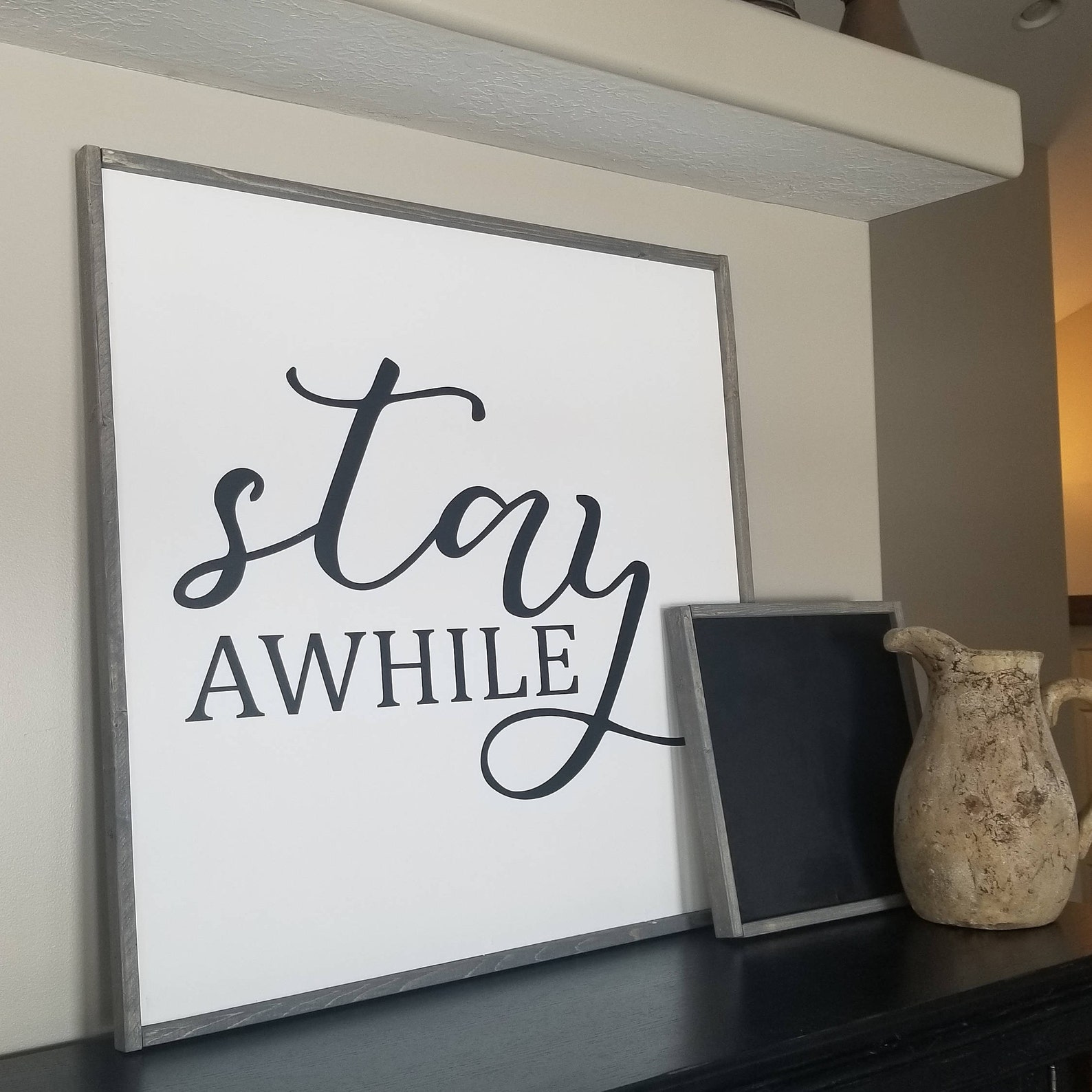 Stay Awhile Vinyl Stencil, Stay Awhile Vinyl Decal, Home Vinyl Stencil ...