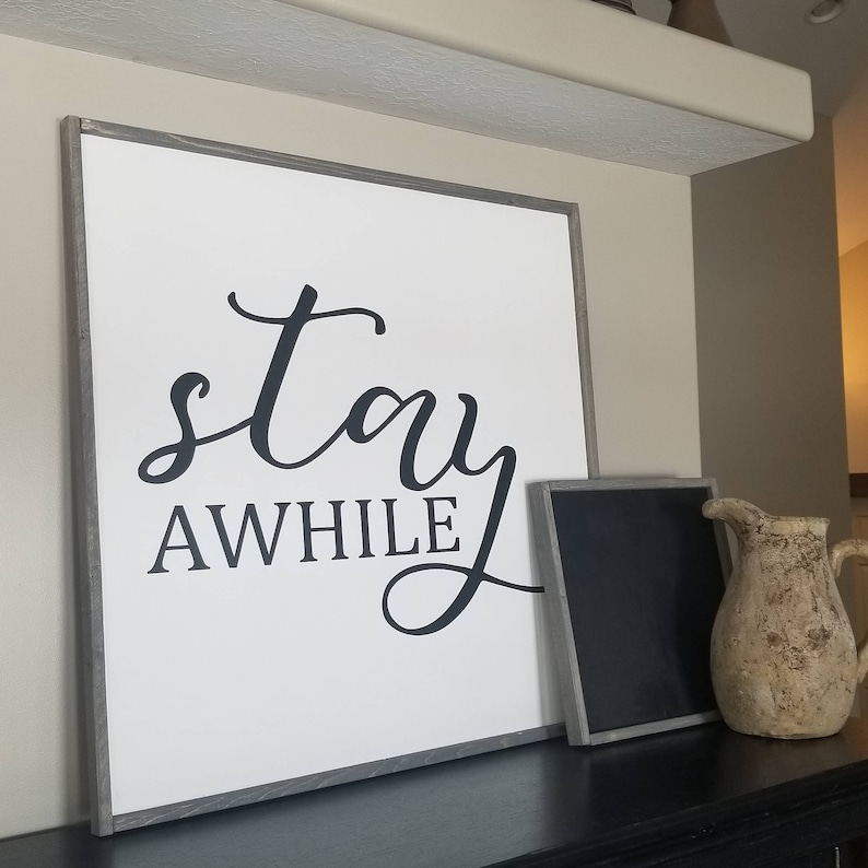 Stay Awhile Vinyl Stencil, Stay Awhile Vinyl Decal, Home Vinyl Stencil ...