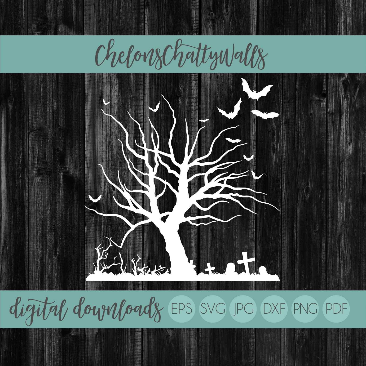 Spooky Tree SVG File Halloween Tree SVG Bat Tree Cut File | Etsy