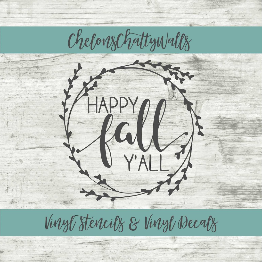 Happy Fall Y'all Vinyl Stencil, Happy Fall Y'all Vinyl Decal, Wood Sign ...