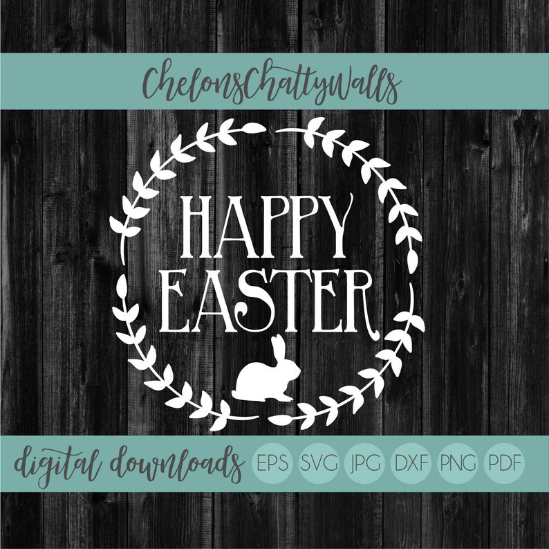 Happy Easter SVG Wreath SVG Farmhouse SVG Spring Cut File - Etsy