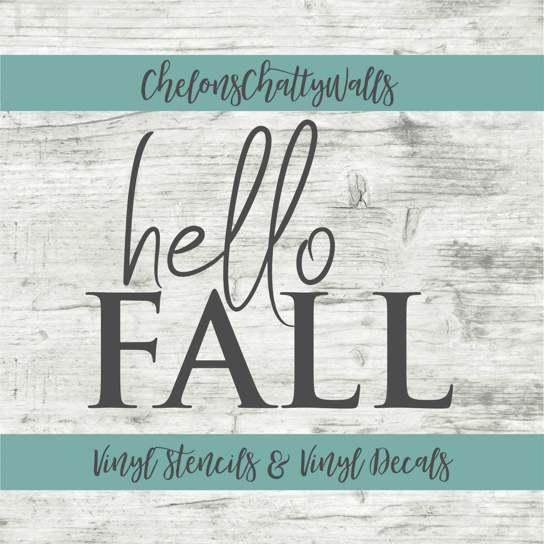 Hello Fall Stencil, Fall Vinyl Decal, Vinyl Stencil, Stencil, Wood Sign ...