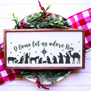 Oh Come Let Us Adore Him, Nativity, Holiday, Christmas Vinyl Stencil ...