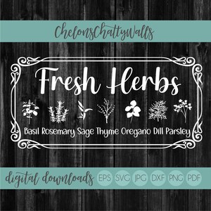 Fresh Herbs SVG File, Herbs SVG, Cricut Cut File, Home Cut File, Vinyl ...