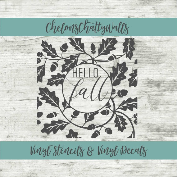 Hello Fall Stencil Fall Vinyl Decal Fall Leaves Vinyl | Etsy