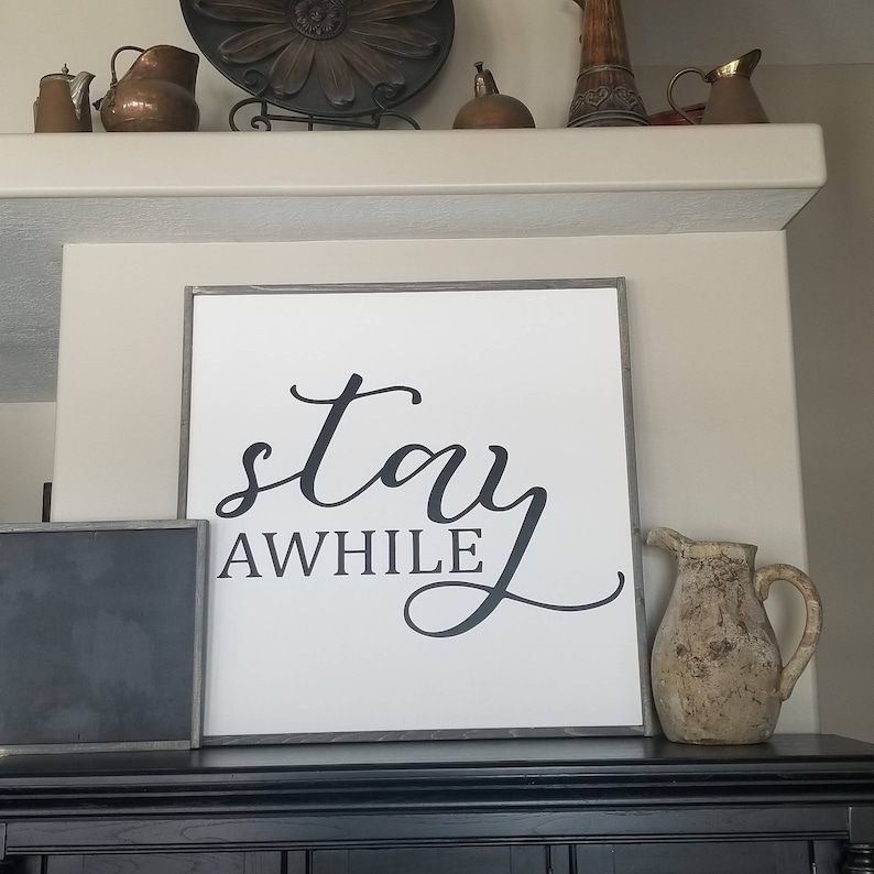 Stay Awhile Vinyl Stencil, Stay Awhile Vinyl Decal, Home Vinyl Stencil ...