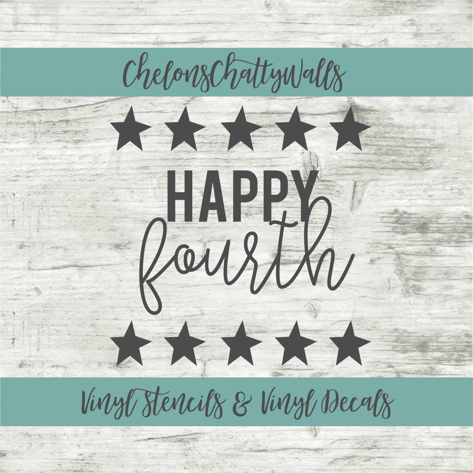 Happy Fourth Stencil Patriotic Stencil Star Stencil Wood | Etsy