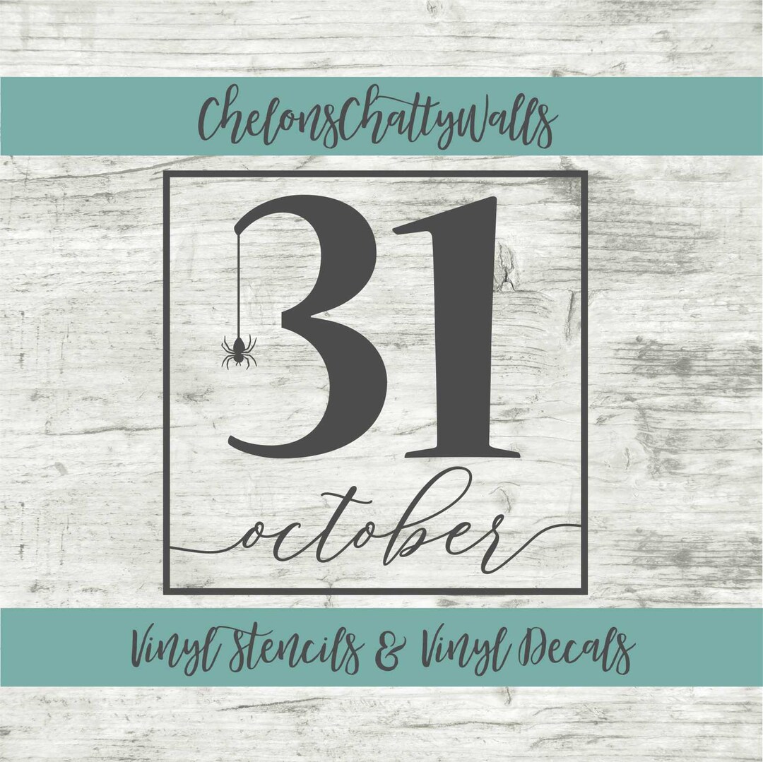 October 31st Vinyl Stencil, Halloween Spider Vinyl Decal, Halloween ...
