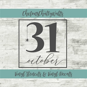 October 31st Vinyl Stencil, Halloween Spider Vinyl Decal, Halloween ...