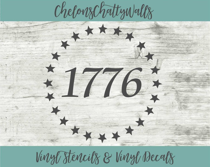 1776 Vinyl Stencil, 1776 Vinyl Decal, Patriotic Stencil, Star Stencil ...