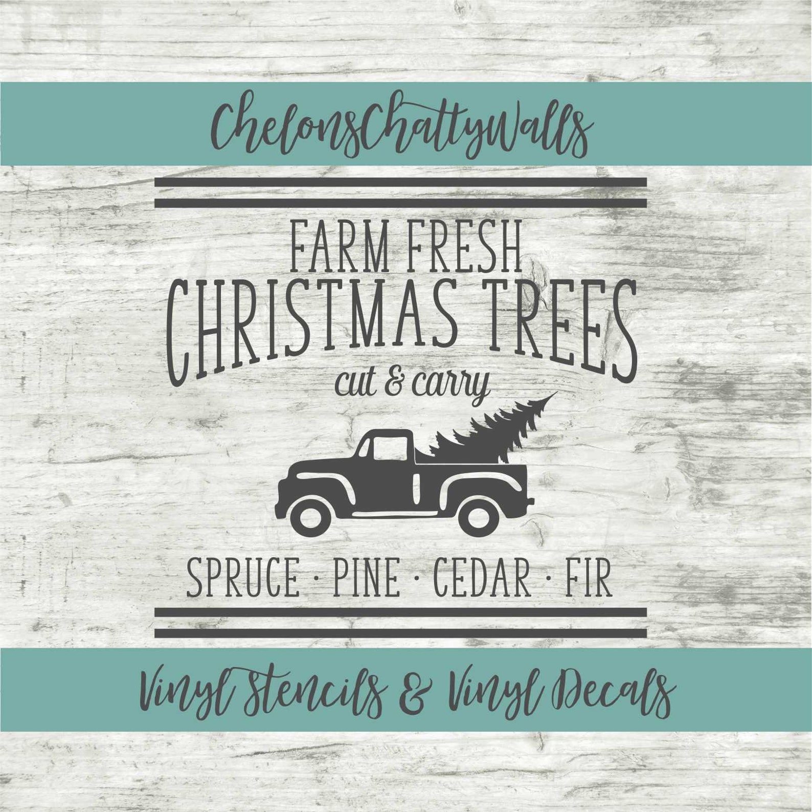Farm Fresh Christmas Tree Truck Stencil Farmhouse Holiday - Etsy
