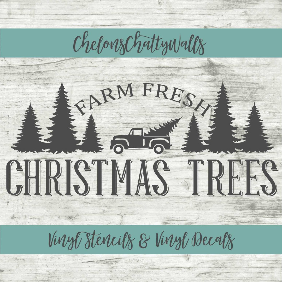 Farm Fresh Christmas Tree Truck Stencil, Farmhouse Holiday, Farm ...