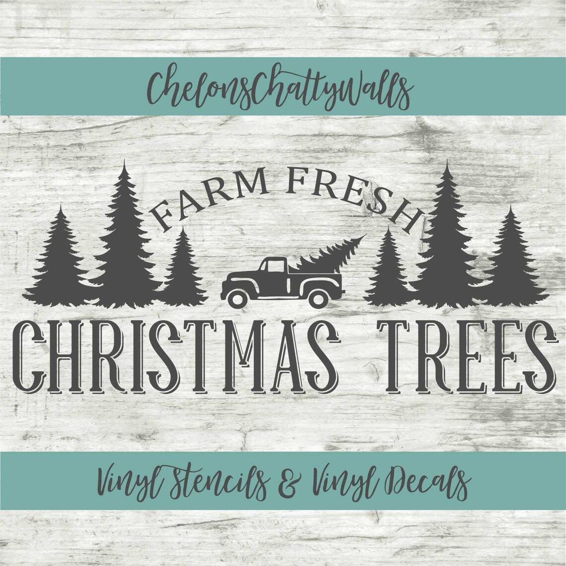 Farm Fresh Christmas Tree Truck Stencil Farmhouse Holiday - Etsy