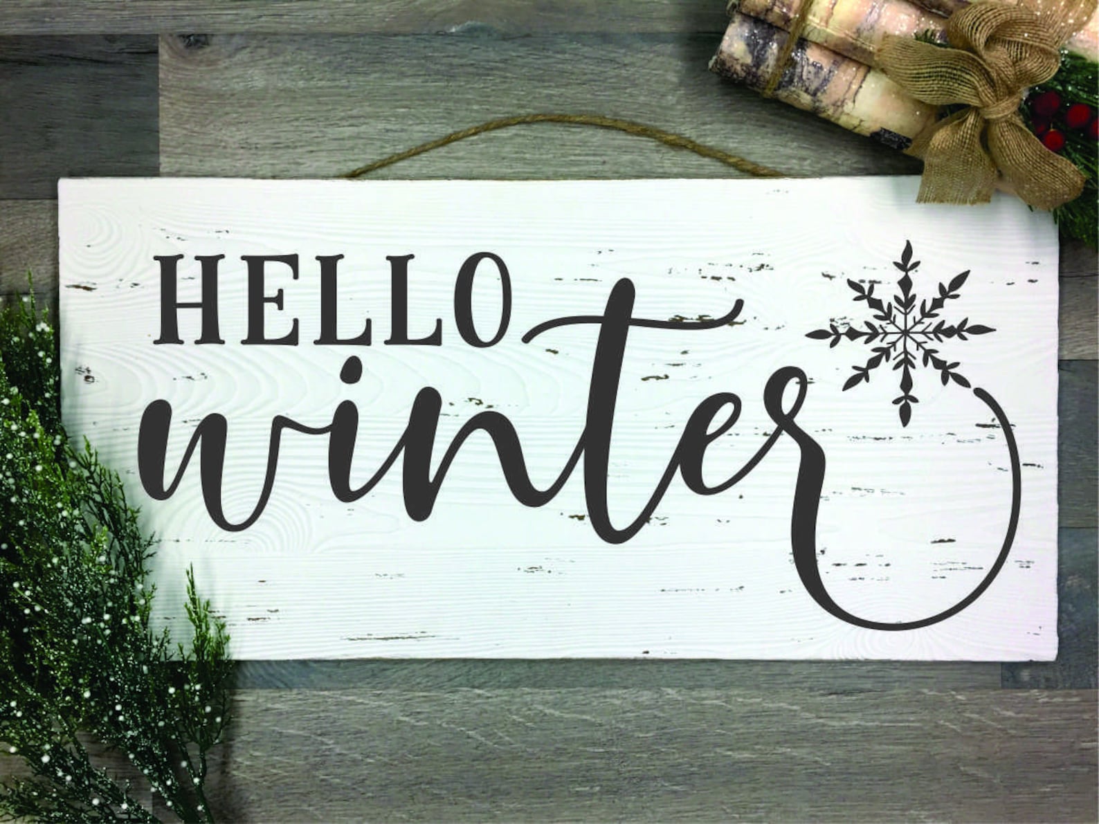 Hello Winter SVG Winter Sign Design Farmhouse Christmas - Etsy