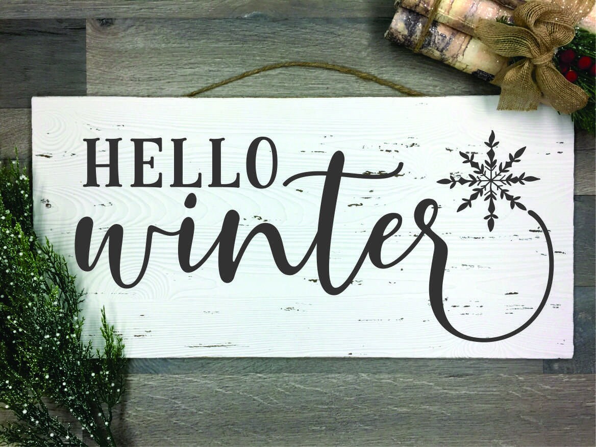 Hello Winter SVG Winter Sign Design Farmhouse Christmas - Etsy