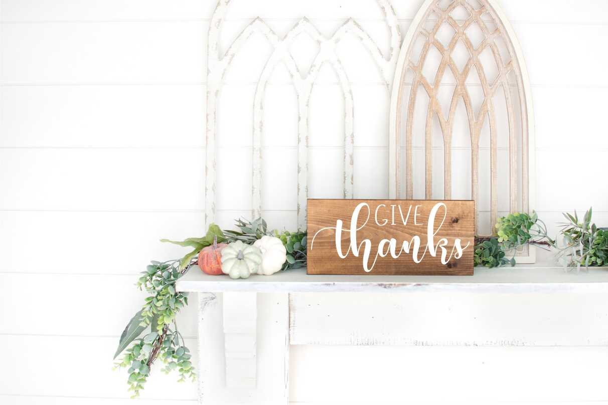 Give Thanks Vinyl Stencil Vinyl Decal Thankful Stencil Wood - Etsy